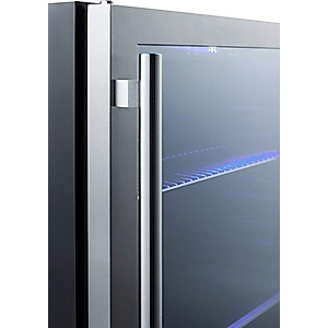 Summit SCR2466B 24 Inch 4.2 cu. ft. Capacity Freestanding or Built In Glass Door Beverage Center with Reversible Door, Lock, 4 Shelves, Reversible Door Hinge, Factory Installed Lock, CFC Free, Comme