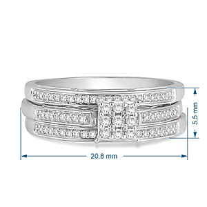 Jewelili Sterling Silver 1/4 Cttw Natural White Round Diamonds Ring, Size 7