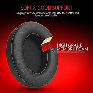 Krone Kalpasmos Studio 3 Replacement Ear Pads, Compatible with Beats Studio 2 & 3 Wired/Wireless/Model B0501/Model B0500 Headphone, Protein Leather & Memory Foam, Black
