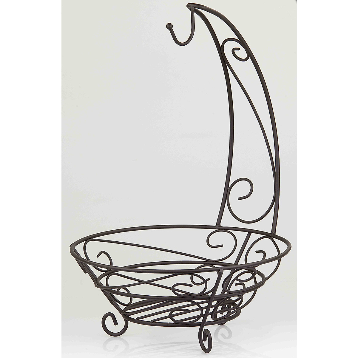 Home Basics Scroll Collection Steel Fruit Basket with Hanging Banana Tree, Perfect for Kitchen Countertop & Dining Room Table, Bronze