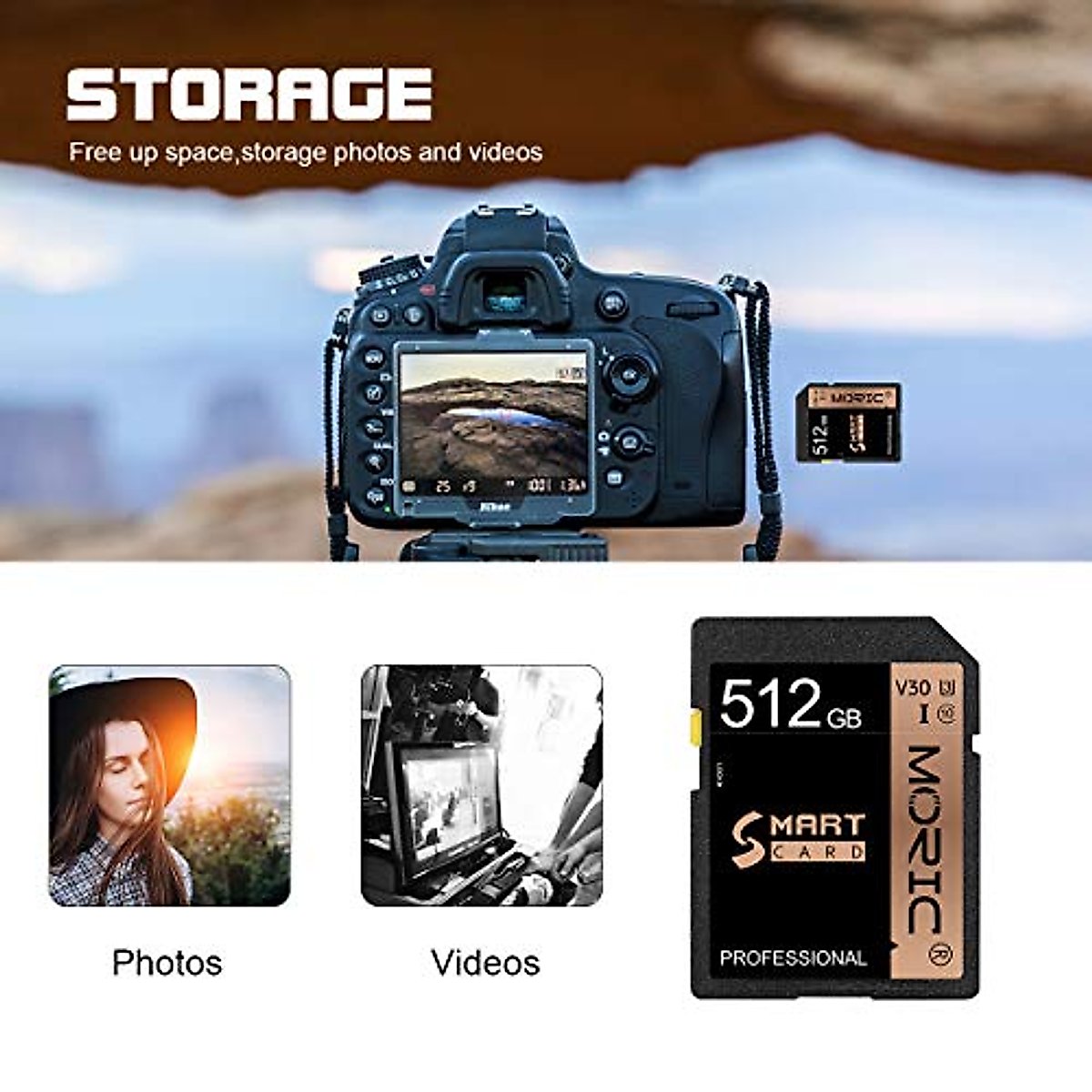 512GB SD Card Memory Card High Speed Security Digital Memory Card Class10 for Camera,Vlogger&Videographer and SD Devices