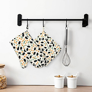 Animals Cute Print Pattern Silicone Oven Mitts Pot Holder Sets 2pcs Cute Design Washable Non Slip Kitchen Heat Resistant Mat Women's Cooking Gloves for Baking and BBQ Wear