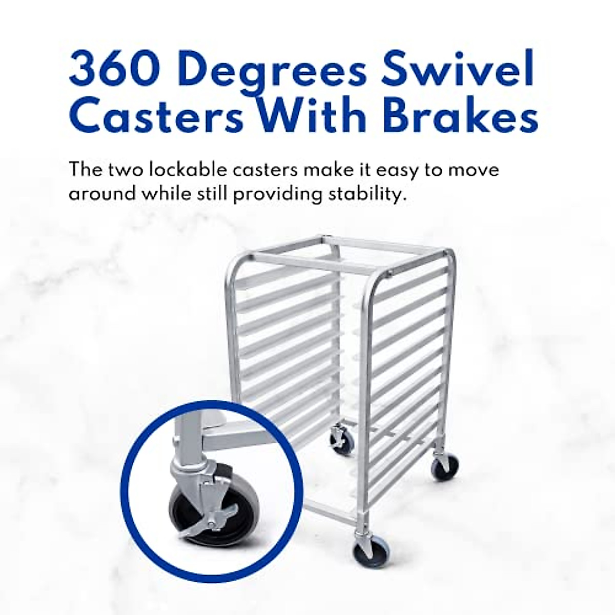 New Star Foodservice 36510 Commercial-Grade Aluminum 10-Tier Sheet Pan/Bun Pan Rack, 26" L x 20" W x 38" H with Brake Wheels