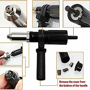 YWHWLX Electric Rivet Gun Adapter with 2.4/3.2/4.0/4.8mm Diameter Rivet Head Bit and Handle Wrench for Cordless Electric Drill Electric Rivet Tool