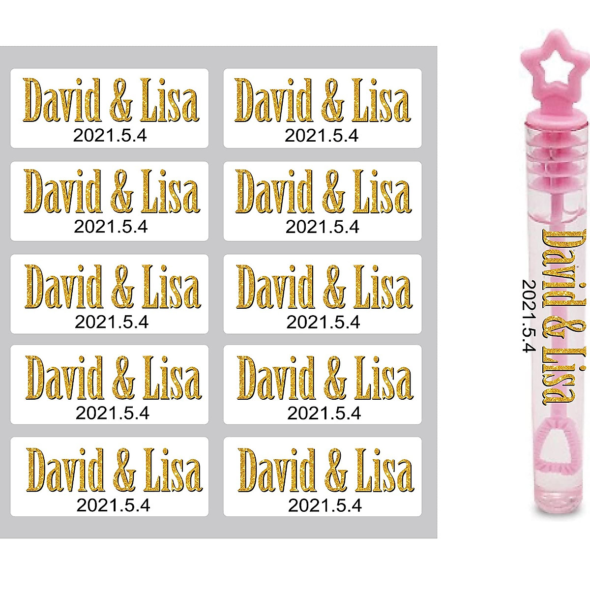 xingfa Piece Personalized Wedding Stickers Bubble Labels, Bubble Wand Stickers, Clear Labels,Custom Wedding Party Vinyl Decals,Funny Stickers,Wedding Bubble Stickers (2.5CMx5CM)