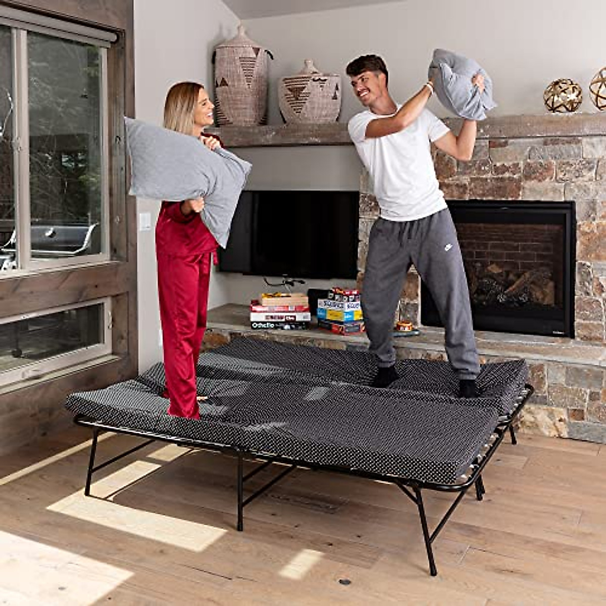 LiteBed™ Folding Bed with Memory Foam Mattress - Portable Fold Up Bed with Storage Bag - Luxurious Foldable Bed with Frame - Foldaway Guest Bed - Hideaway Cot for Adults & kids - NO-RISK 100-DAY TRIAL