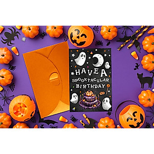 BIZIBAFF Halloween Birthday Card Ghosts Happy Birthday Halloween Cards Gift for Kids Women Men Funny Halloween Birthday Cards with Envelope Spooky Halloween Baby Shower Party Halloween Birthday Card