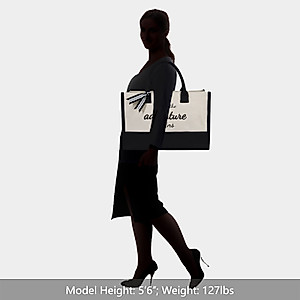 TOPDesign Canvas Tote Bride Bag, Inspirational Bridal Shower, Bachelorette Party, Engagement Wedding Gifts, Congratulation Present for New Chapter, And So the Adventure Begins