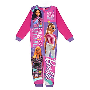 Barbie Girls Onesie | Young Ladies Pink All in One Sleepsuit Pyjamas | Together We Shine Character Bodysuit PJs