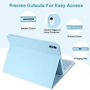 besky for iPad 10th Generation Case with Keyboard (10.9",2022)(Only Compatible with 10th Generation 2022) Detachable Bluetooth Keyboard Case with Pencil Holder