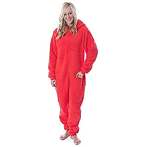 MJC International Sesame Street Adult Elmo Sherpa Union Suit Costume Pajama For Men Women (Large), Elmo Red