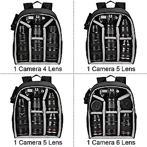 CADeN Camera Backpack Bag for DSLR/SLR Mirrorless Camera Waterproof with 15.6 inch Laptop Compartment, Tripod Holder, Rain Cover, Camera Case Compatible for Sony Canon Nikon Black L