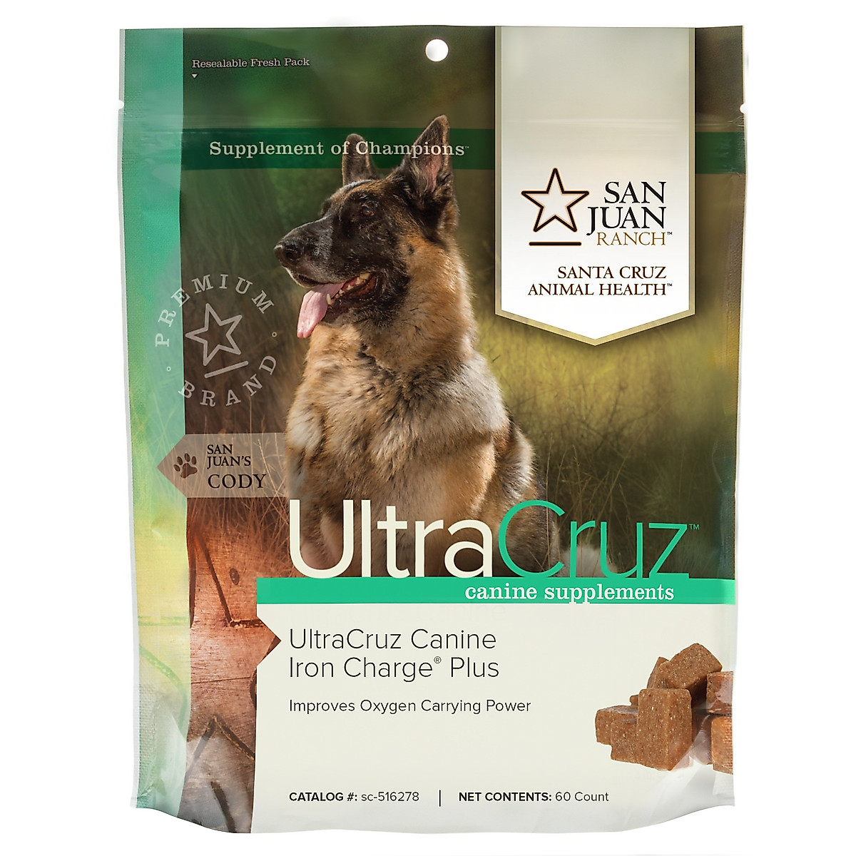 UltraCruz Canine Iron Charge Plus Supplement for Dogs, 60 Tasty Chews