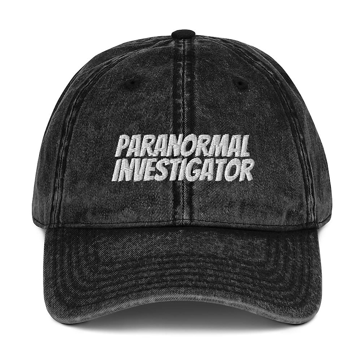 Paranormal Investigator Hat | Ghost Hunting Gear - - Vintage Cap - Goofy Design Black