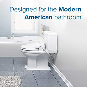 Brondell SE400-RW Swash SE400 Electric Bidet Toilet Heated Seat, Oscillating Stainless Steel Nozzle, Warm Air Dryer, Night Light, Gentle Close Lid, White Side Arm Control, Round