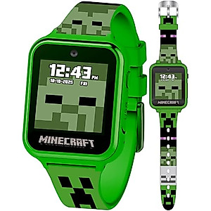 Minecraft Kids Smartwatch - Interactive LED Screen Watch with 10 Custom Watch Faces, Games, Camera, Alarm, Step Tracker & More - Fun Tech Gift for Boys and Girls - Fits Wrists 5.5'' to 8.0"