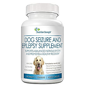 Nutrition Strength Dog Seizure Support, Supplement for Epilepsy in Dogs, with Organic Valerian Root, Chamomile and Blue Vervain, Plus L-Tryptophan Dog Stress and Anxiety Aid, 120 Chewable Tablets