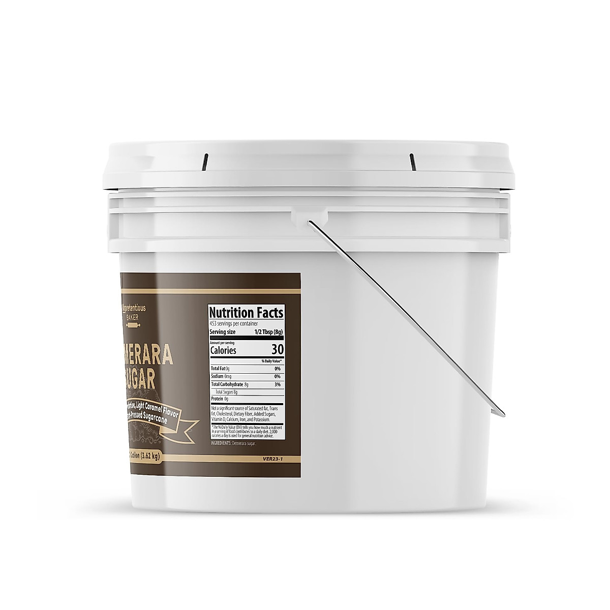 Unpretentious Demerara Sugar, Raw, First-Pressed Sugarcane Crystals For Drinks & Baking (1 Gallon)