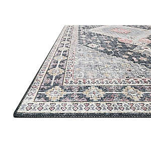 Loloi II Skye Collection SKY-02 Charcoal/Multi 7'-6" x 9'-6", 13" Thick,Area Rug,Soft,Durable,Vintage Inspired,Distressed,Low Pile,Non-Shedding,Easy Clean,Printed,Living Room Rug