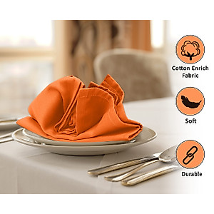 Ruvanti Cloth Napkins Set of 12, 18x18 Inches Napkins Cloth Washable, Soft, Durable, Absorbent, Cotton Blend. Table Dinner Napkins Cloth for Thanksgiving, Halloween Dinners Parties - Orange/Fall