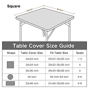 Nacuci Square Fitted Table Cover Elastic Tablecloth Stretch Spandex Table Top Cover Table Topper Cap for Dining Kitchen Home Party Black 34X34 Inch