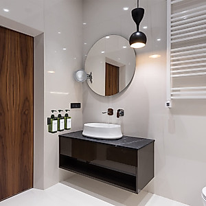 GOYISEE Shampoo and Conditioner Dispenser for Shower Wall 3 Chamber - Drill Free Square Shower Soap Dispenser Wall Mount with Waterproof Labels (3 Bottles 3 Wall Mounts-Green)