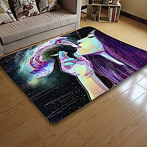 3x5 Ft Super Soft Indoor Modern Area Rug Rugs for Living Room Bedroom Trippy Smoke Cool Girl 60x39 Inch Rug