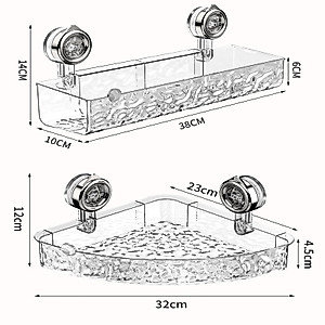 YLBUH Raidley No Drill Clear Wall Caddy, Drill-Free Removable Storage, Raidley Bathroom Storage Shelf, No-Drill Clear Wall Caddy Suction Cup Storage, Glacier Pattern Suction Cup (White-A)
