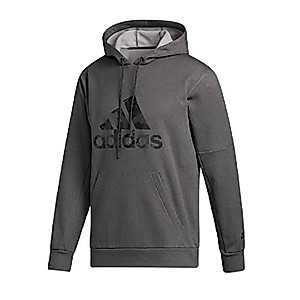 adidas Mens Standard Game and Go Pullover Hoodie, Dark Grey Heather, Medium