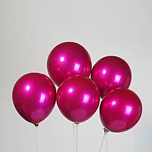 Kozee Chrome Hot Pink Double-Stuffed Balloons different sizes 50pcs10 inch Metallic magenta balloon For barbie theme decorations Wedding engagement Birde to be baby shower