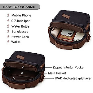 Small Canvas Messenger Bag for Men,Vintage Causal Shoulder Bag Lightweight Crossbody Purse ideal Work Travel Business，Blue-black