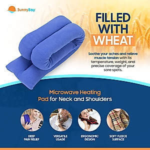 SunnyBay Microwave Heating Pad for Neck and Shoulders, Versatile Bean Bag Moist Heating Pad, Microwavable Neck Wrap and Cool Pack for Deep Pain Relief, Weighted Hot or Cold Therapy (Sky Blue)