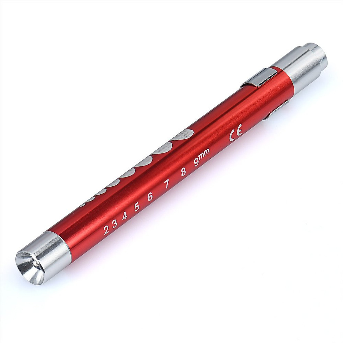 Gonwan Pen Light Led Penlight Lighting Mini Size Bright Dazzling Effect Anodized Reusable Portable Bright Clear Light Medical Pen Light for Nurses Doctors, Red, 13.5cm(L)x1.2cm(Dia)( approx)