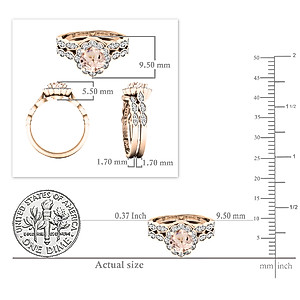 Dazzlingrock Collection 5.5 MM Cushion Morganite & Round Diamond Ladies Halo Wedding Ring Set in 14K Rose Gold, Size 9