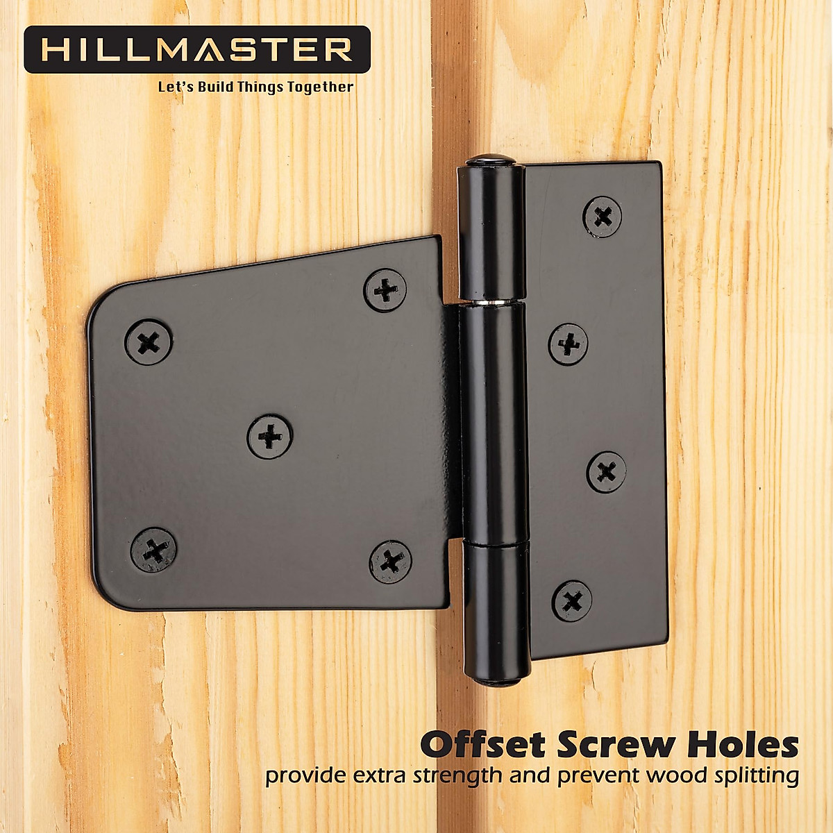 HILLMASTER 3.5 Inch Heavy Duty Gate Hinges Fence Door Hinges Durable Black Gate Strap Hinge for Indoor Outdoor, Gate Hardware Kit for Shed,Wooden Fences,Vinyl Fence Gate,Barn Door,Garage,2 Pack