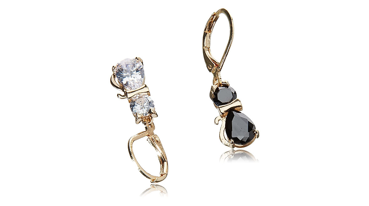 Chic Betsey Johnson Cat Mismatched Drop Earrings