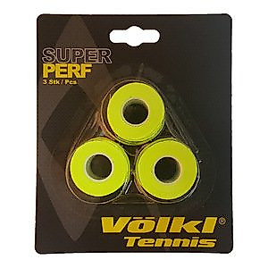 Volkl Super Perforated Grip | Cotton | Overwrap | High Performance Tennis Grip (NEON Yellow, 7.5)