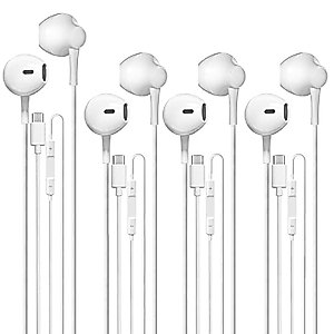 USB Type C Headphone 4 Pack, USB C Earphones Type C Headphones Stereo with Microphone Volume Control Compatible with Samsung Galaxy S20+/S21/S20/Google Pixel/OnePlus/Xiaomi and Android Smartphones