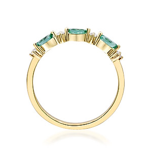 Gin & Grace 14K Yellow Gold Natural Zambian Emerald Ring with Natural Diamonds for women | Ethically, authentically & organically sourced Pear, Square-Cut Emerald hand-crafted jewelry for her.