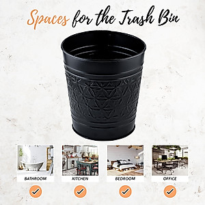 Autumn Alley Black Trash Can for Bathroom, Round Open-Top Bathroom Trash Basket Black Stylish Metal Black Waste Basket for Bedroom, Office Bathroom Accessories, Black