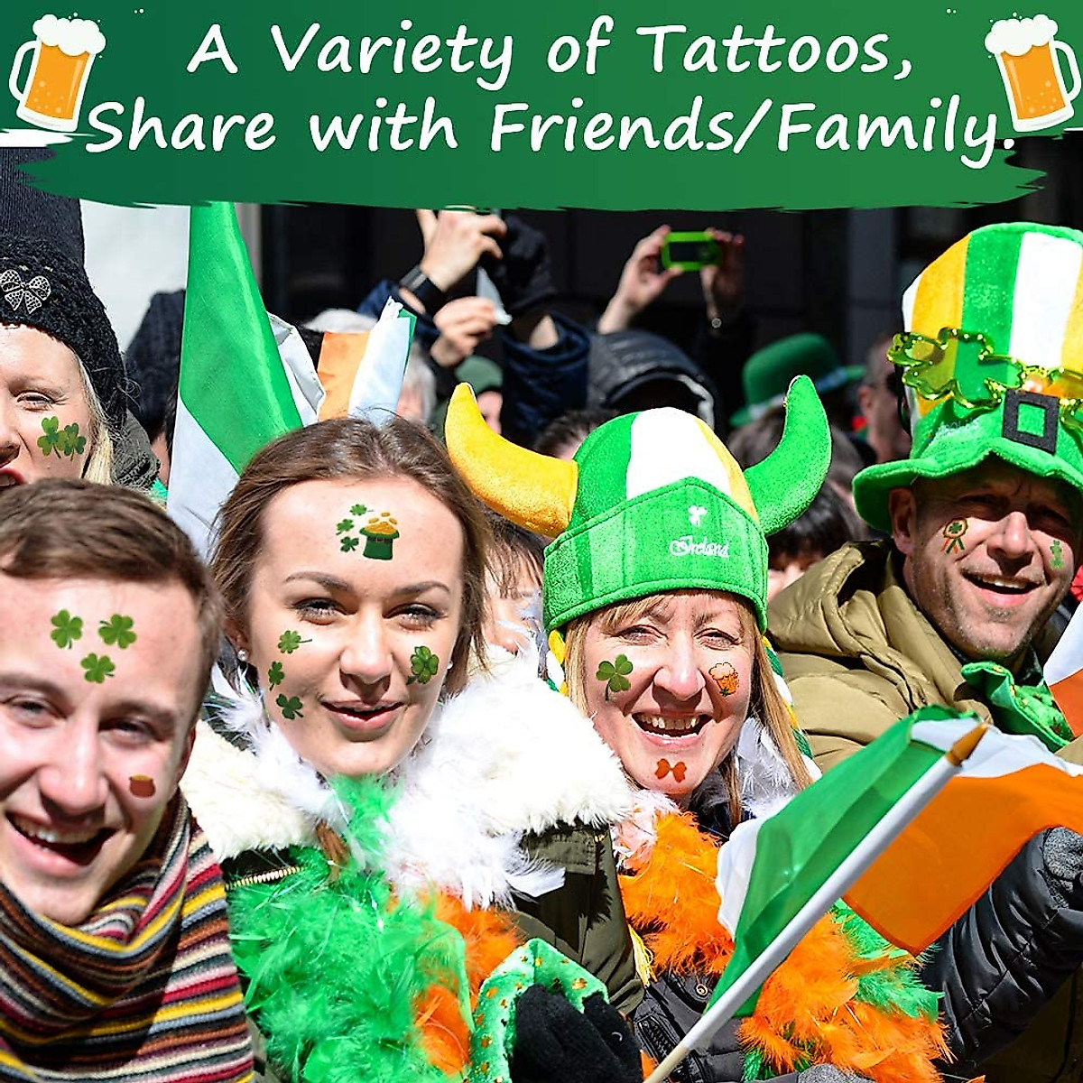 St Patricks Day Tattoos,16 Unique Sheets, 140 Pcs St Patricks Day Stickers, St. patrick's Day Temporary Tattoos Shamrock, Amazing Irish St Patricks Day Decorations Party Favors, A HIT for Your event!