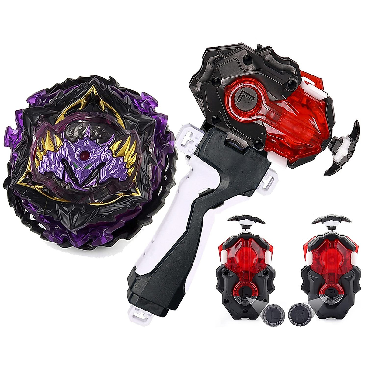 CombatGyro Bay Blades Toy Evolution Super King B-175 Lucifer The End Kou Drift Starter Set B-184 LR Launcher Grip Metal Fusion Bey Battling Tops Burst Gaming Toys Gift for Boys Age 4-7 8-12+