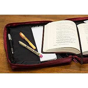 Burgundy Jesus Embroidered Polyester Bible Cover Case with Handle, X-Large
