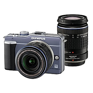 Olympus PEN E-PL1 12.3MP Live MOS Micro Four Thirds Mirrorless Digital Camera with 14-42mm f/3.5-5.6 Zuiko Digital Zoom Lens (Slate Blue) (Old Model)