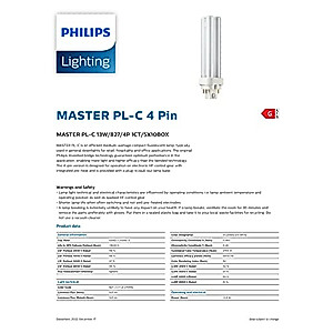 Philips 230359 Energy Saver PL-C 13-Watt Compact Fluorescent Light Bulb