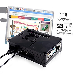 Smraza Case for Raspberry Pi 4, Acrylic Pi 4B Case with Quiet Cooling Fan, 4PCS Heatsinks, 5V 3A USB-C Power Supply for Raspberry Pi 4 Model B 8GB/4GB/2GB - Black