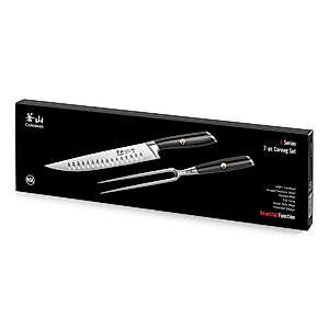 Cangshan L Series 1026955 German Steel Forged 2-Piece Carving Set, Black