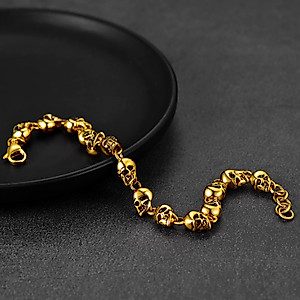 FaithHeart Halloween Skull Bracelet Chains Woman Gothic Jewelry Wristband Gold Plated Jewelry