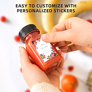 OAMCEG 36 PCS Juice Bottles with Caps, 8 oz Small Bottles for Liquids, Plastic Containers with Lids, Clear Juicing Bottles Reusable, Mini Fridge Bottles for Juicing, Smoothie, Drinking, Beverages