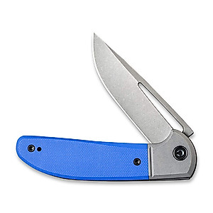 CIVIVI Trailblazer Folding Knife, Gray Stonewashed 14C28N Blade, Stainless Steel Handle With G10 Onlay, Slip Joint Pocket Knife For EDC Outdoor C2018B (Blue)